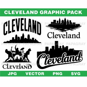 Cleveland Skyline SVG Vector Graphic Bundle 7 Designs Digital Download ...