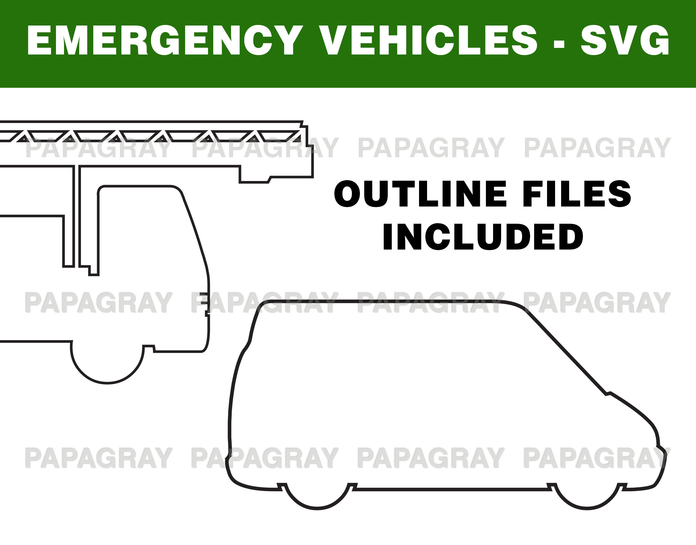 Emergency Vehicles SVG Pack 10 Designs Digital Download | Etsy