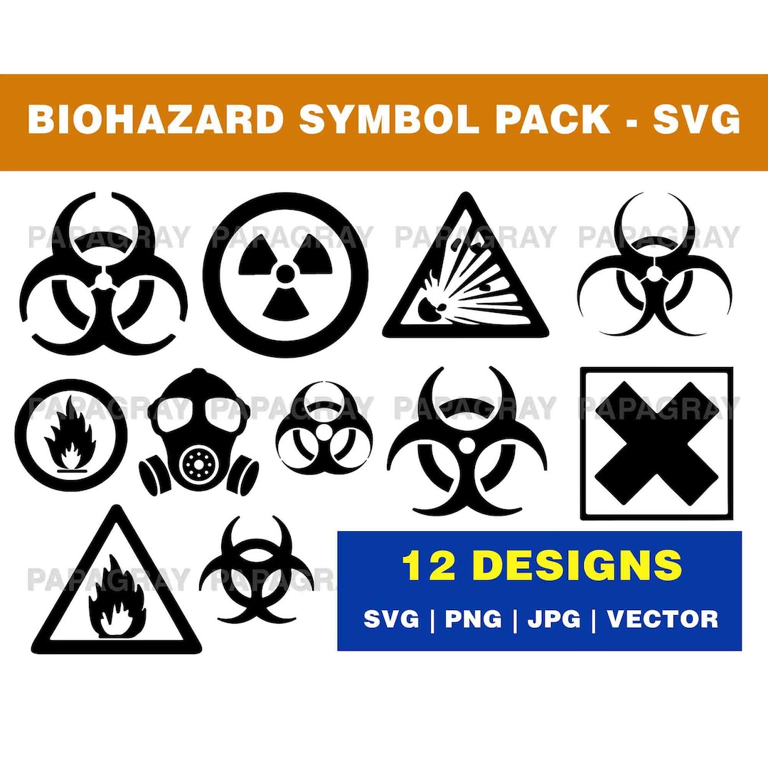 Biohazard SVG Silhouette Pack 12 Designs Digital Download Biosecurity ...