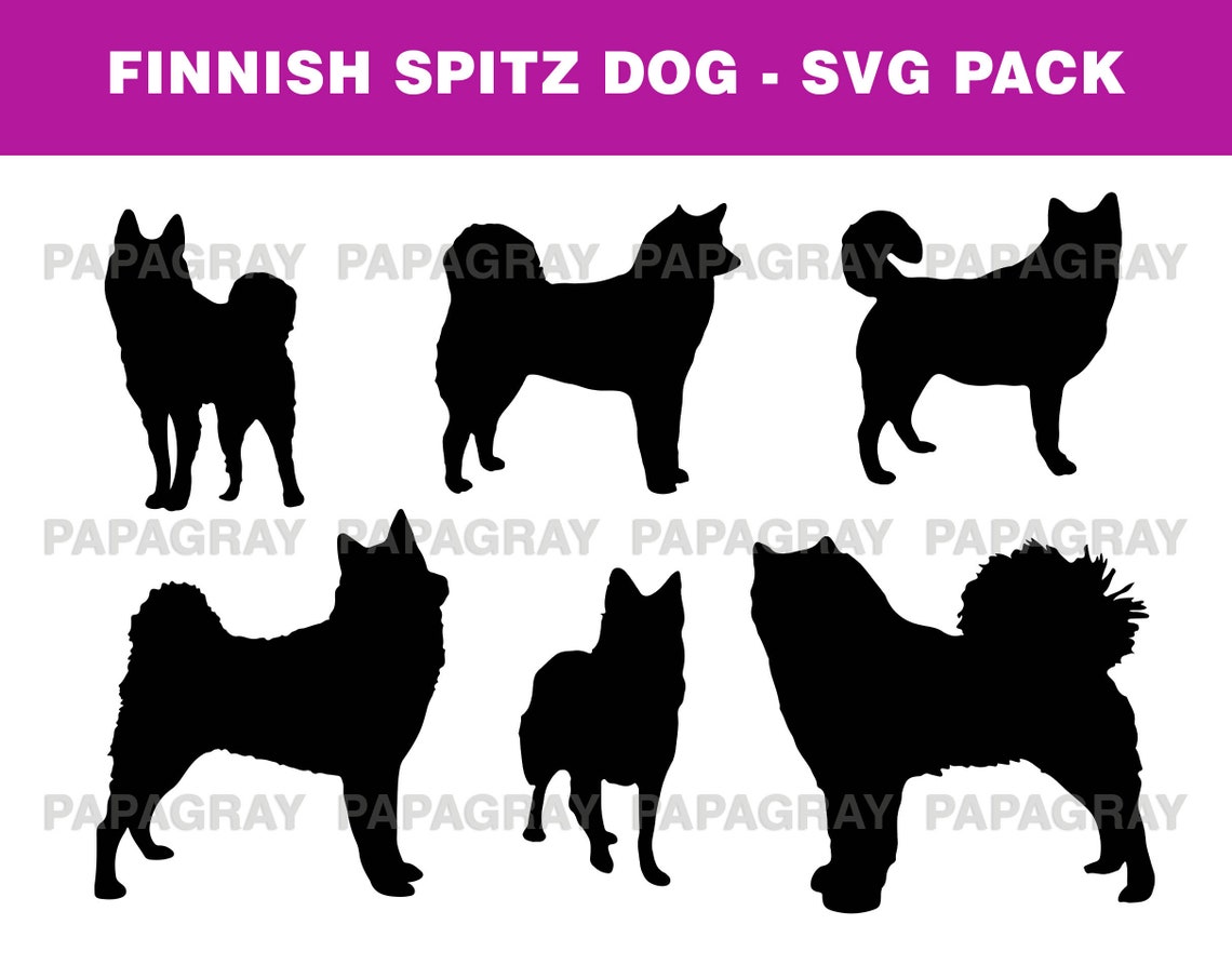 Finnish Spitz Dog Silhouette Pack 6 Designs Digital - Etsy