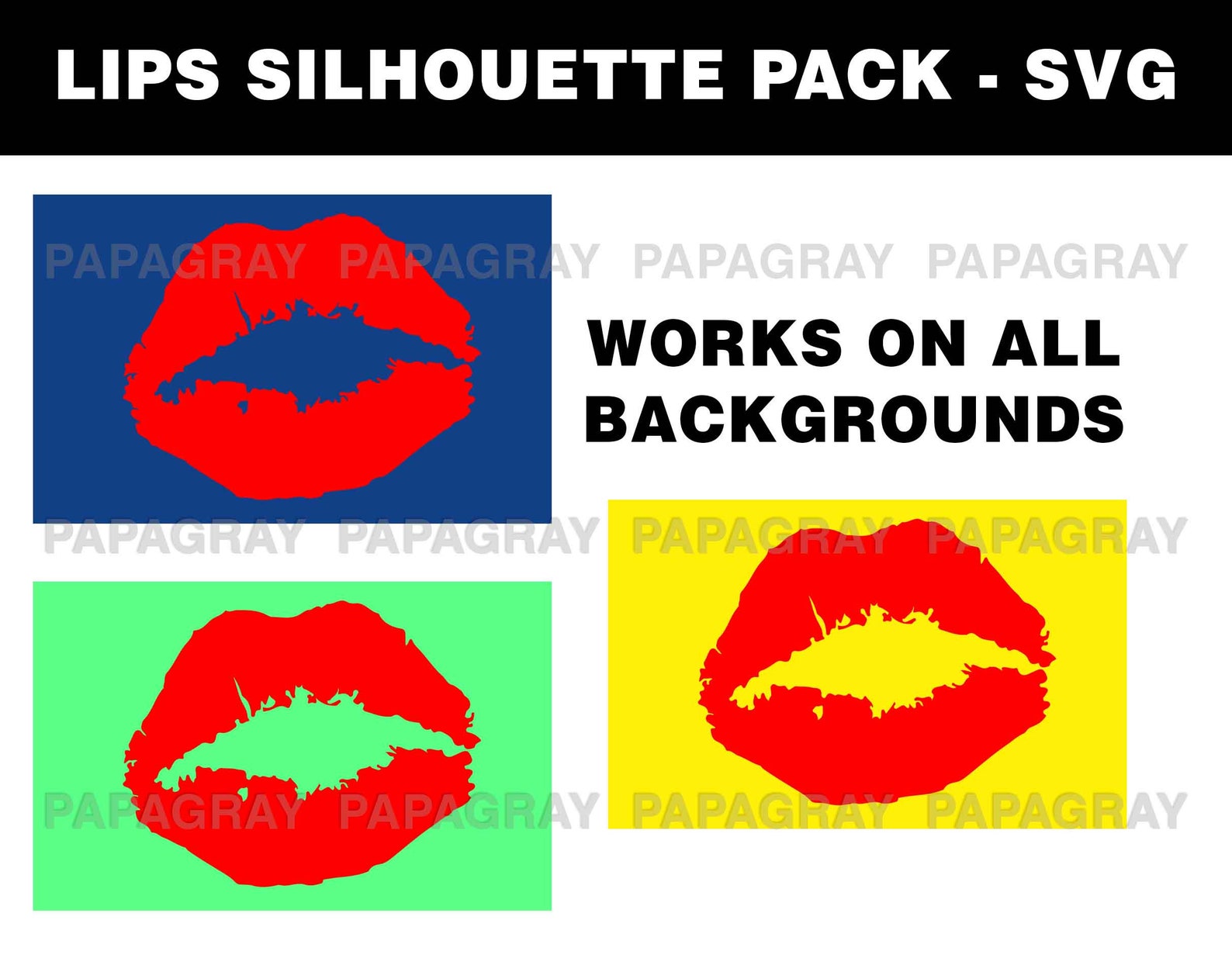 Lips SVG Silhouette Pack 40 Designs Digital Download | Etsy