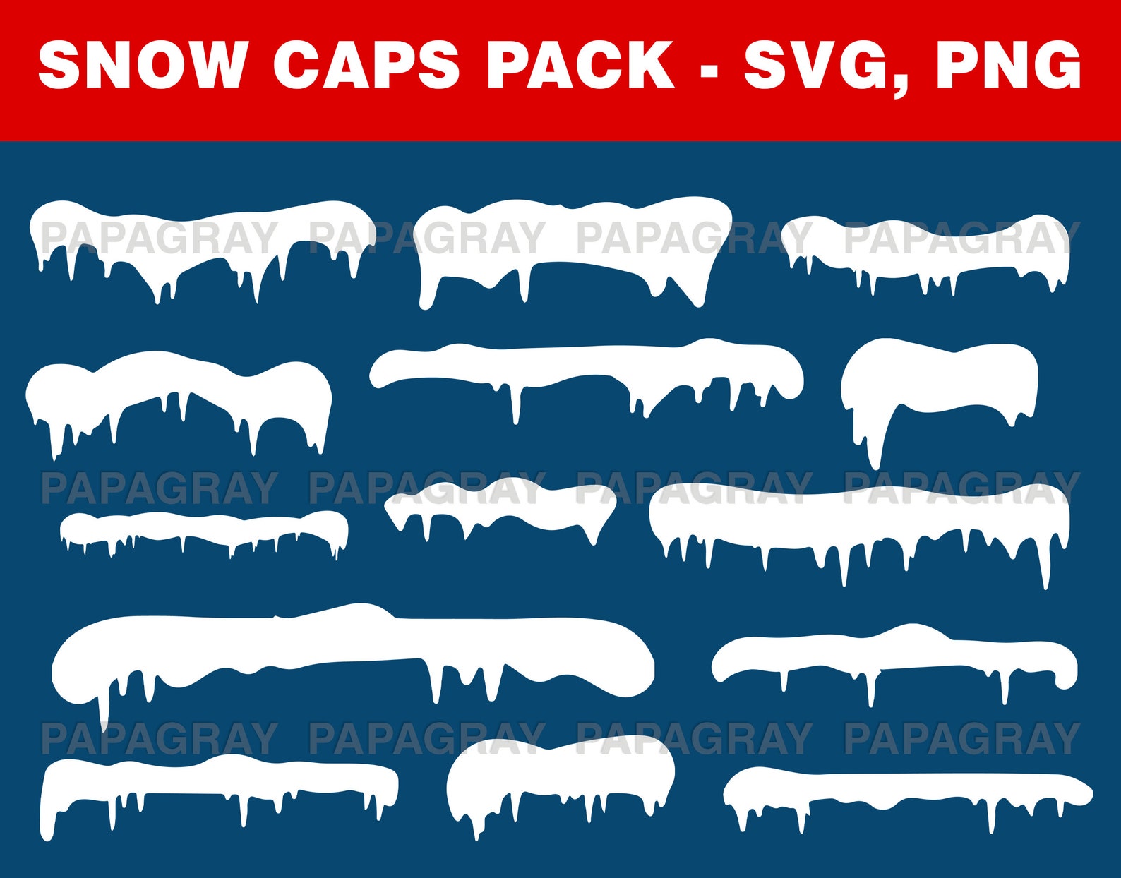 Snow Caps SVG Pack 15 Designs Digital Download Christmas - Etsy