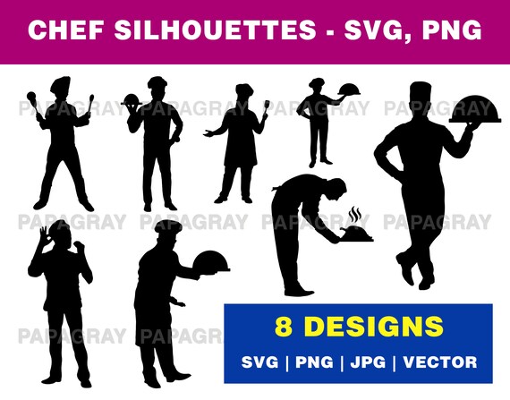 Chef SVG Graphic Pack 8 Designs Digital Download Kitchen - Etsy