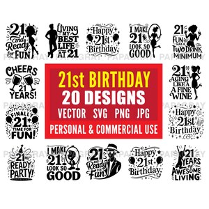 21st Birthday SVG Vector Bundle - 20 Designs | Digital Download ...
