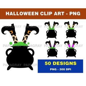 Halloween Cauldron Witch Legs Clipart 50 Designs Digital Download ...