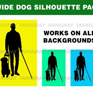 Guide Dog SVG Silhouette Pack 6 Designs Digital Download Person With ...