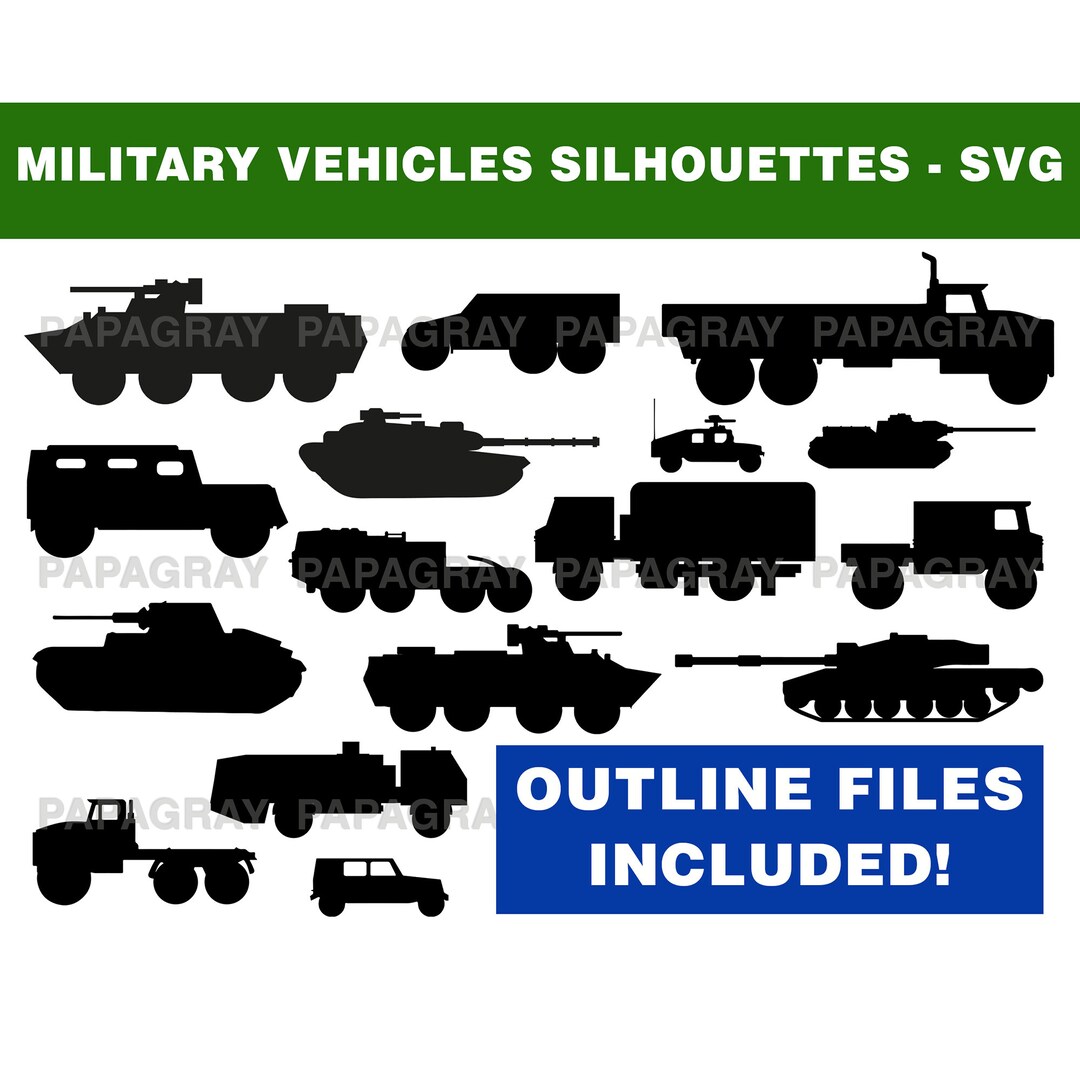 Military Vehicles Silhouette Pack - 16 Designs | Digital Download ...