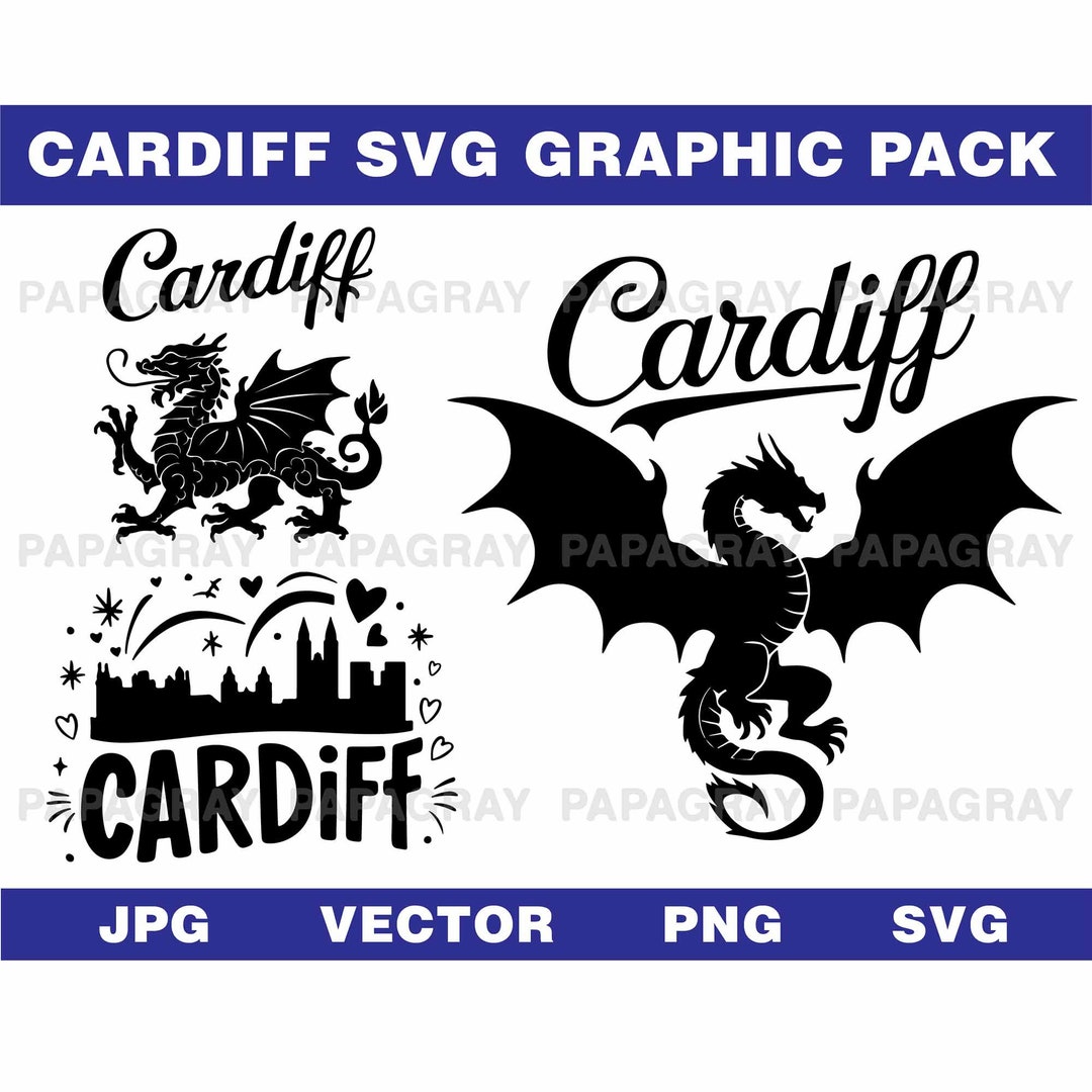Cardiff Wales SVG Vector Graphic Bundle - 5 Designs | Digital Download ...