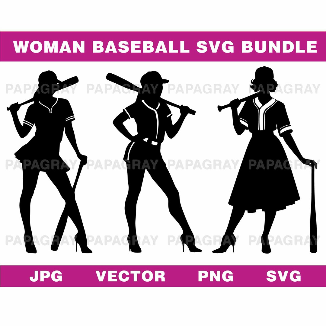 Baseball Woman SVG Vector Bundle - 6 Designs | Digital Download ...