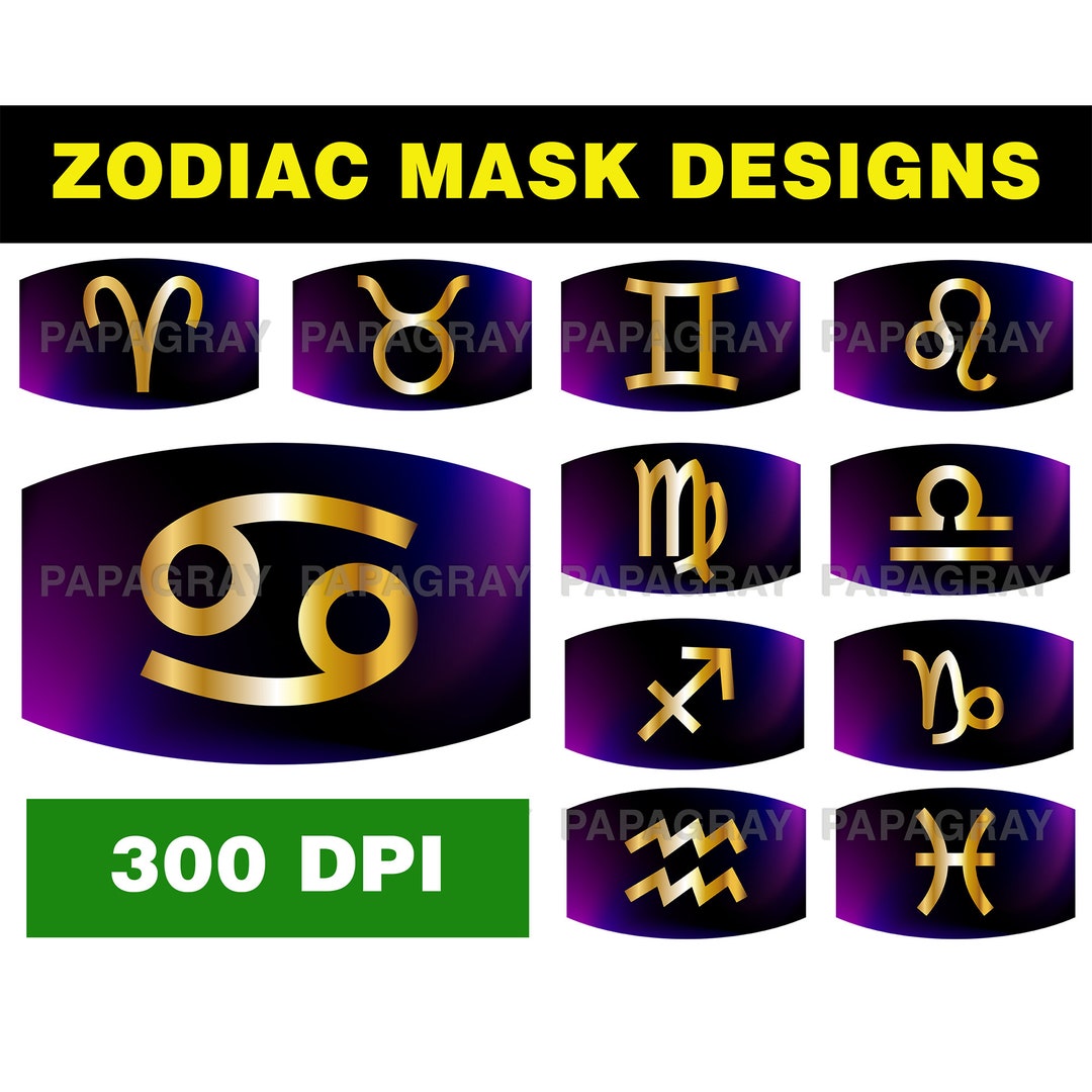 Zodiac Mask Designs Bundle Pack Digital Download Zodiac Face Mask ...