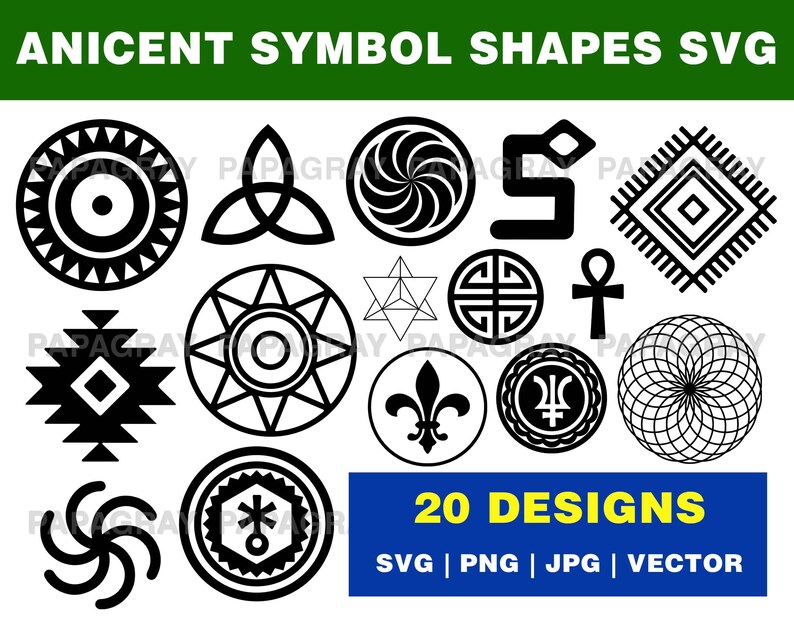 Ancient Symbol SVG Silhouette Pack 20 Designs Digital - Etsy