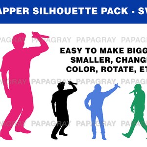 Rapper Silhouette Pack 8 Designs Digital Download Rapper SVG, Hip-hop ...
