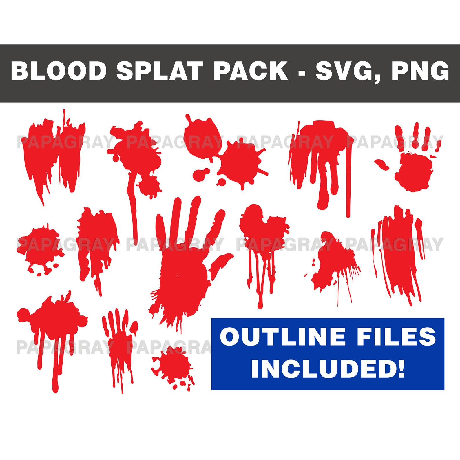 Blood Splat Silhouette Pack - 15 Designs | Digital Download | Blood ...