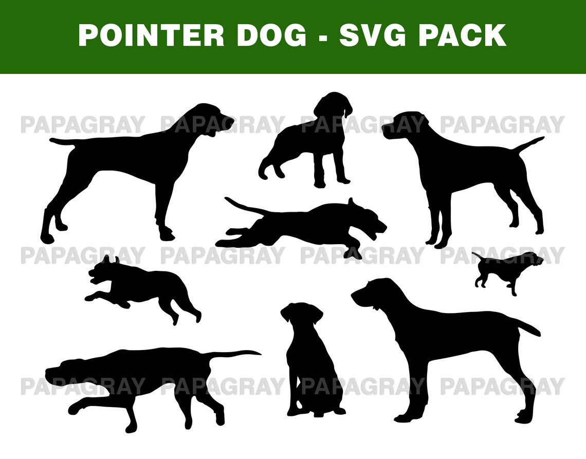 Pointer Dog Silhouette Pack 9 Designs Digital Download | Etsy