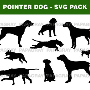 Pointer Dog Silhouette Pack 9 Designs Digital Download | Etsy
