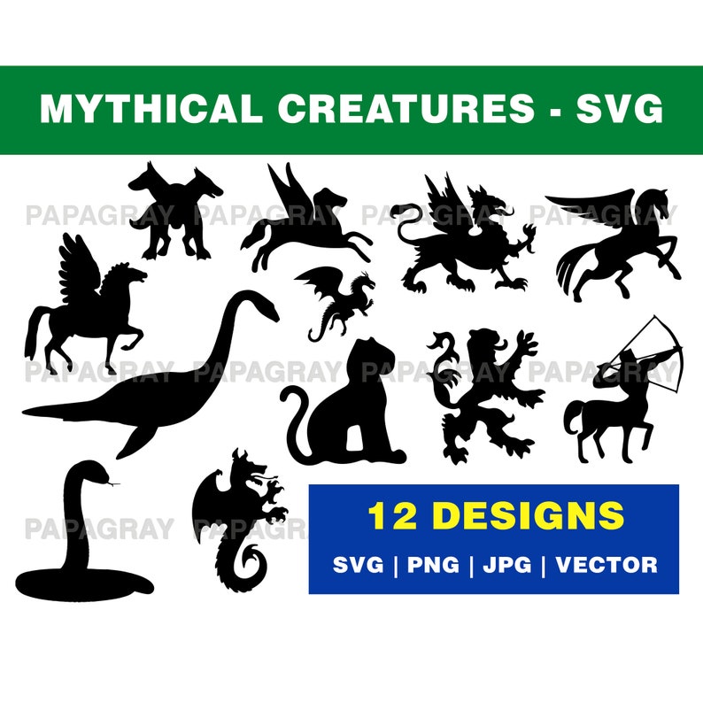 Mythical Creatures SVG Graphic Bundle - 12 Designs | Digital Download ...