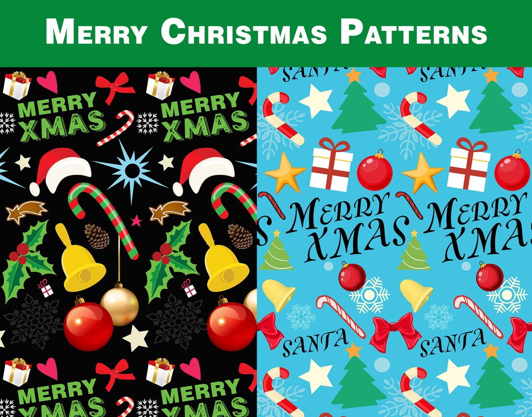 10 Merry Christmas Patterns SEAMLESS Digital Download, Christmas Paper ...