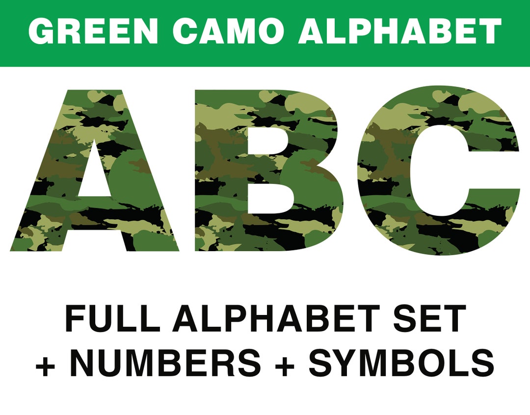 Green Camo Alphabet PNG Clip Art BUNDLE PACK Digital - Etsy UK