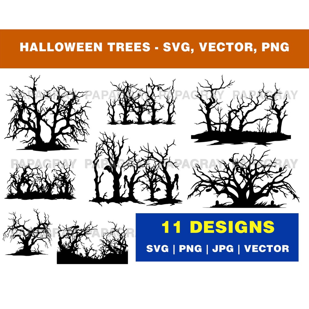Halloween Tree SVG Bundle - 11 Designs | Digital Download | Spooky ...