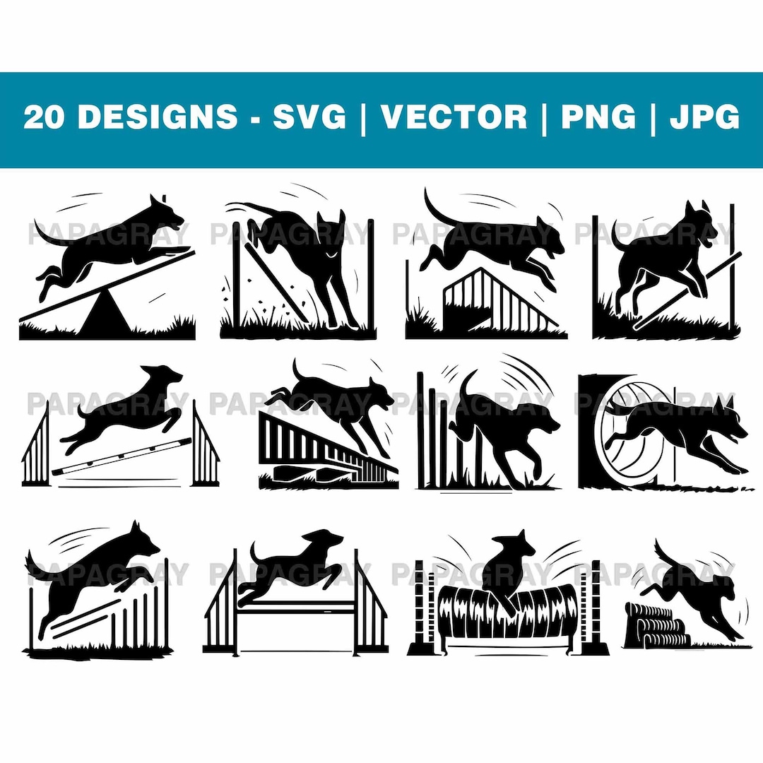 Dog Agility SVG Vector Graphic Bundle - 20 Designs | Digital Download ...