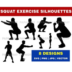 Exercise Squats SVG Graphic Pack 8 Designs Digital Download Exercise ...