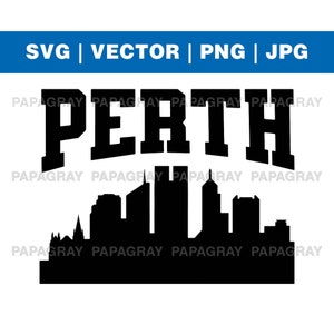 Perth Skyline SVG | Digital Download | Vector Skyline Graphic ...