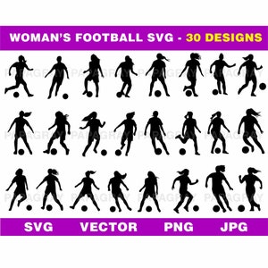 Woman Soccer Players SVG Vector Graphic Bundle - 30 Designs | Digital ...