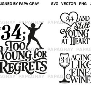34th Birthday SVG Bundle - 18 Designs | Digital Download | Birthday ...