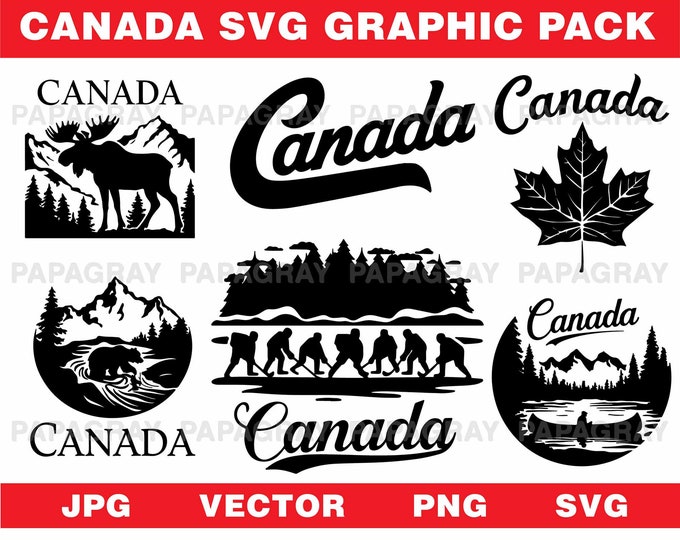 Canada Skyline SVG Vector Bundle: Wilderness, Hockey, Arctic (digital ...