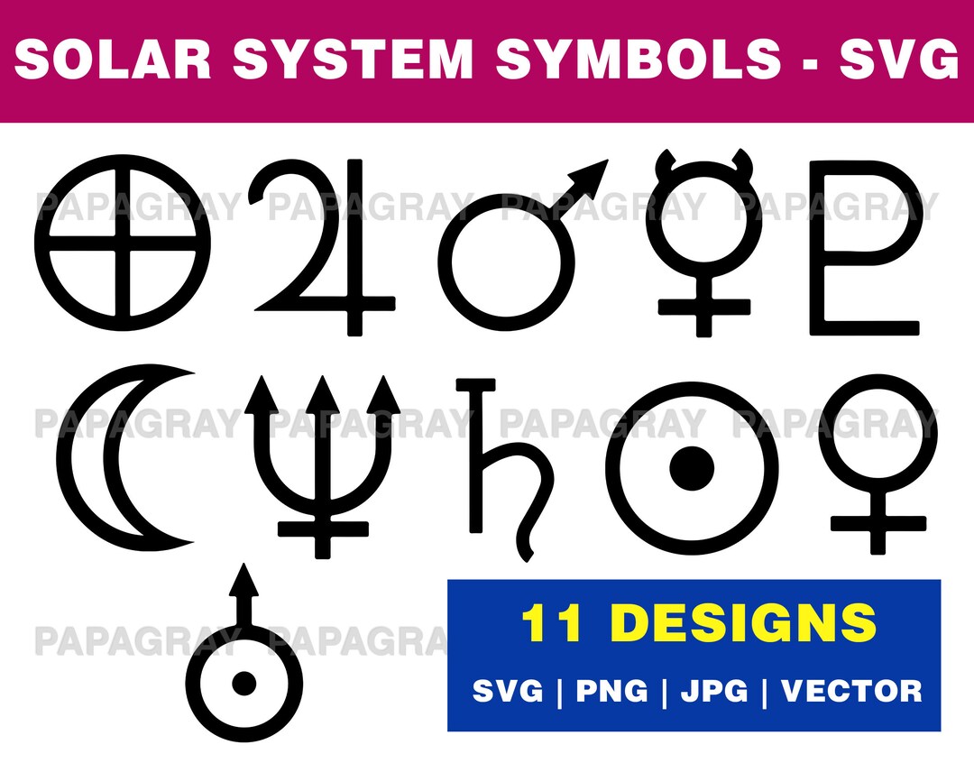 Solar System Symbols Pack 11 Designs Digital Download - Etsy