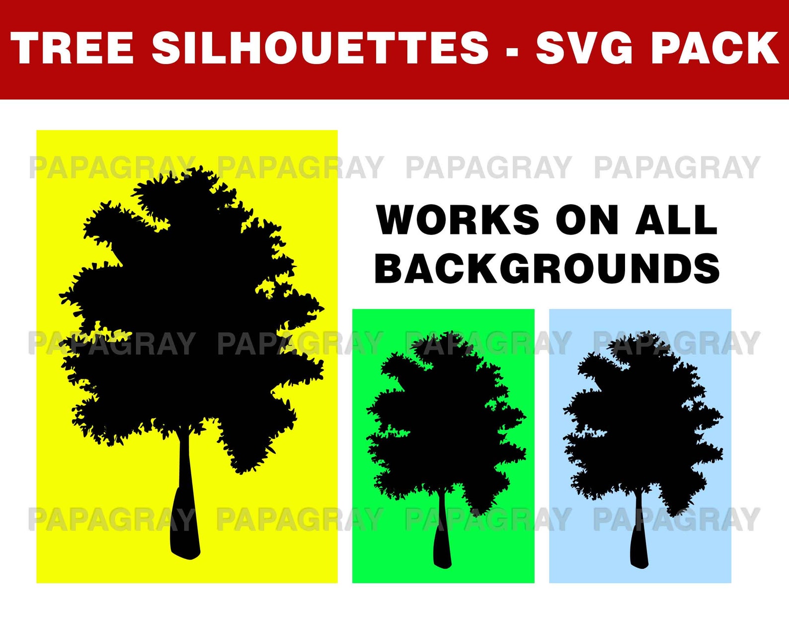Tree SVG Silhouette Pack 50 Designs Digital Download - Etsy