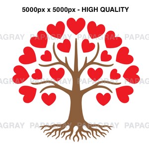 Tree With Heart Leaves SVG Vector Digital Download Romance PNG ...