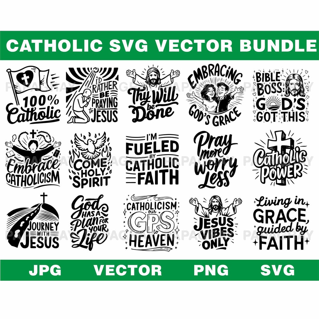Catholic SVG Vector Bundle - 20 Designs | Digital Download | Jesus ...