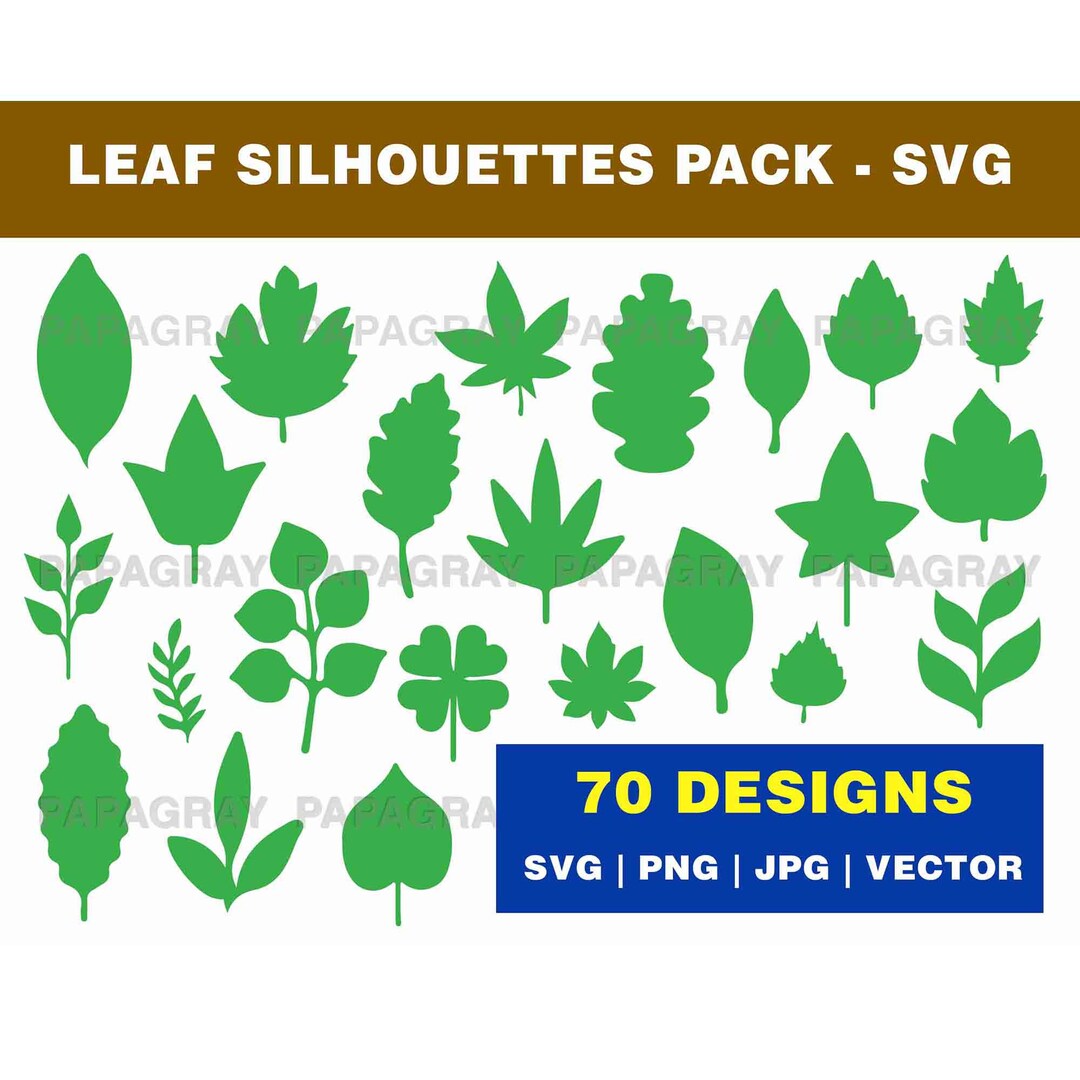 Leaf Silhouette Mega SVG Pack - 70 Designs | Digital Download | Leaf ...