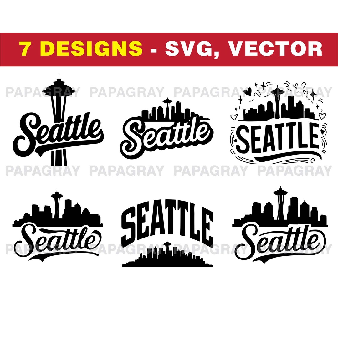 Seattle Skyline SVG Vector Bundle - 7 Designs | Digital Download ...
