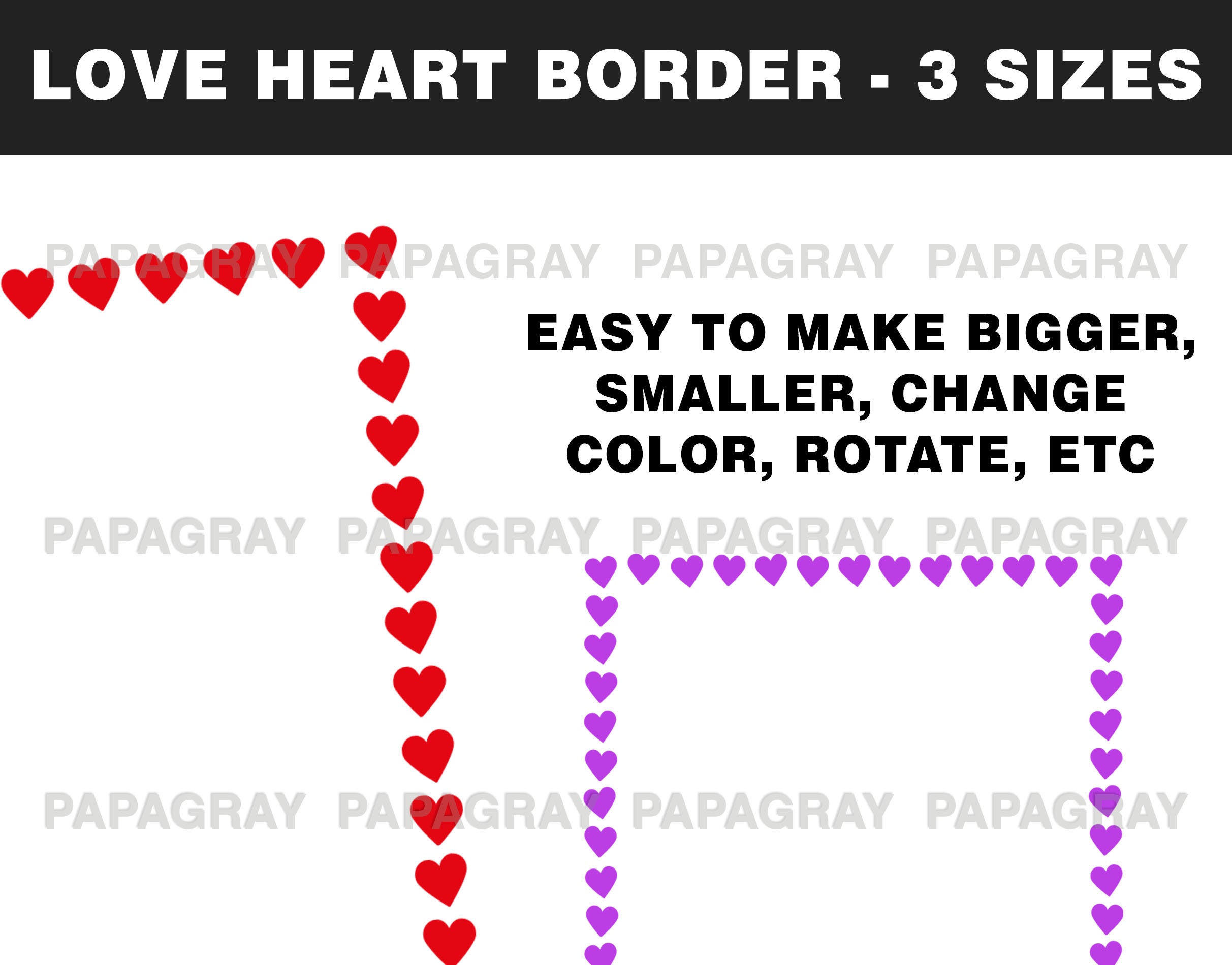 Love Heart Border 1 Design A3 A4 US Letter Sizes | Etsy