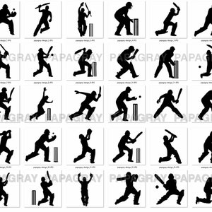 Cricket Players SVG Vector Graphic Bundle - 30 Designs | Digital ...