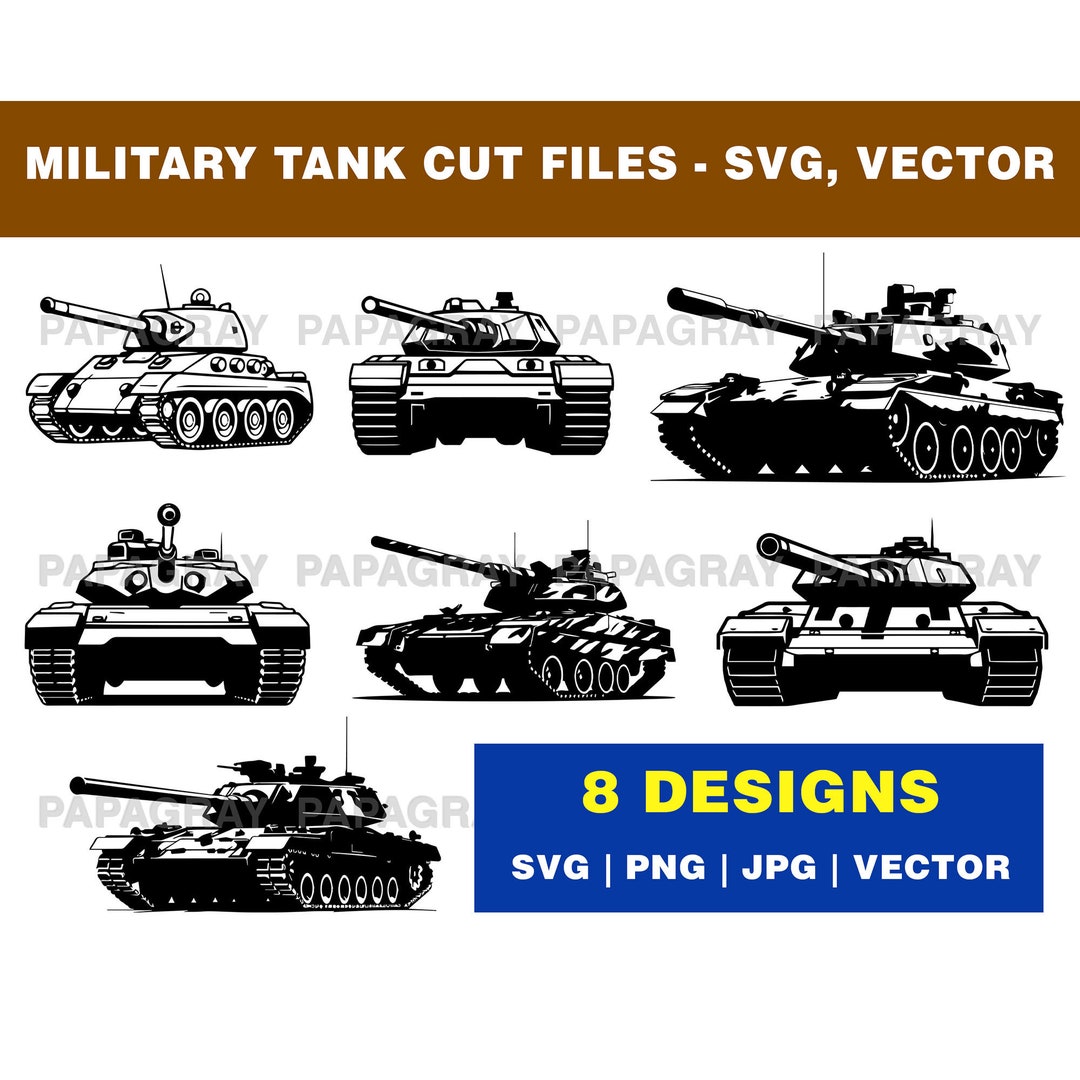 Military Tank SVG Cut Files 8 Designs Digital Download Armored Fighting ...