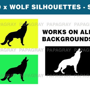 Wolf Silhouette Pack 100 Designs Digital Download Wolf SVG, Wolves ...