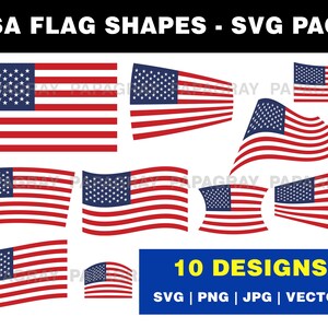USA Flag Shapes SVG Graphic 10 Designs Digital Download - Etsy