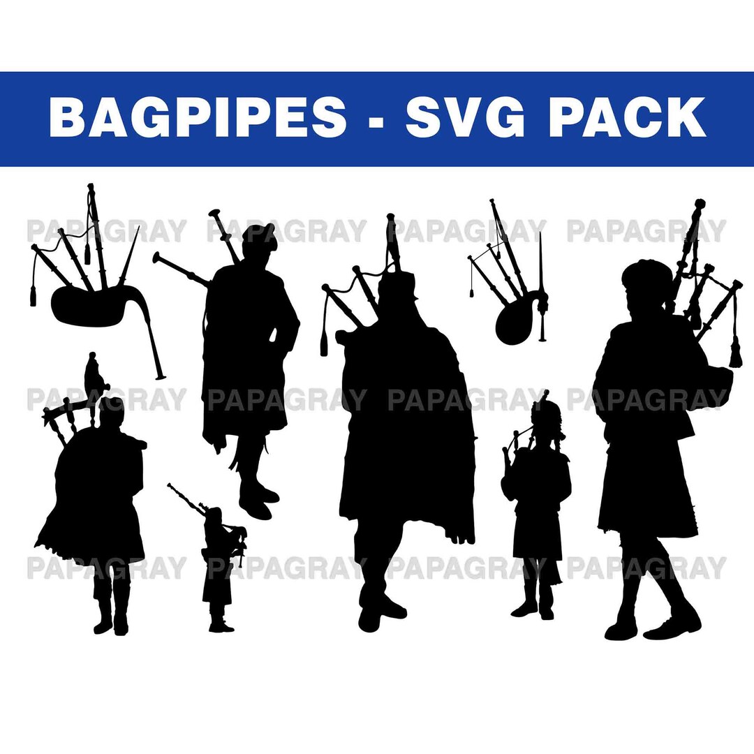 Bagpipes Silhouette Pack: Scottish Bagpipe Designs (digital Download ...