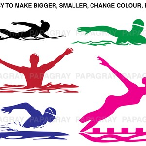 Swimmers SVG Silhouette Pack - 20 Designs | Digital Download | Swimming ...