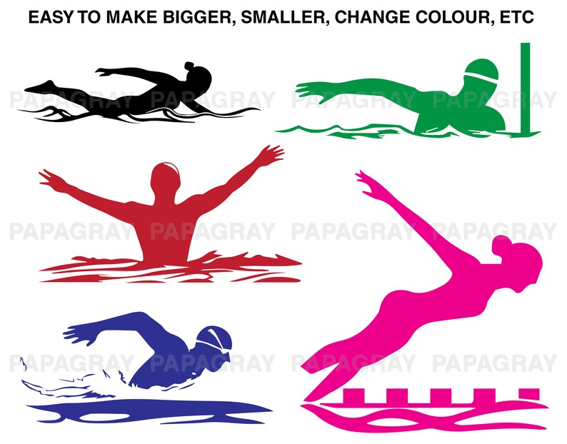 Swimmers SVG Silhouette Pack - 20 Designs | Digital Download | Swimming ...