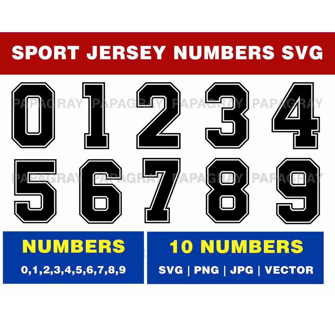 Sport Jersey Numbers SVG Silhouette Pack - 10 Numbers | Digital ...