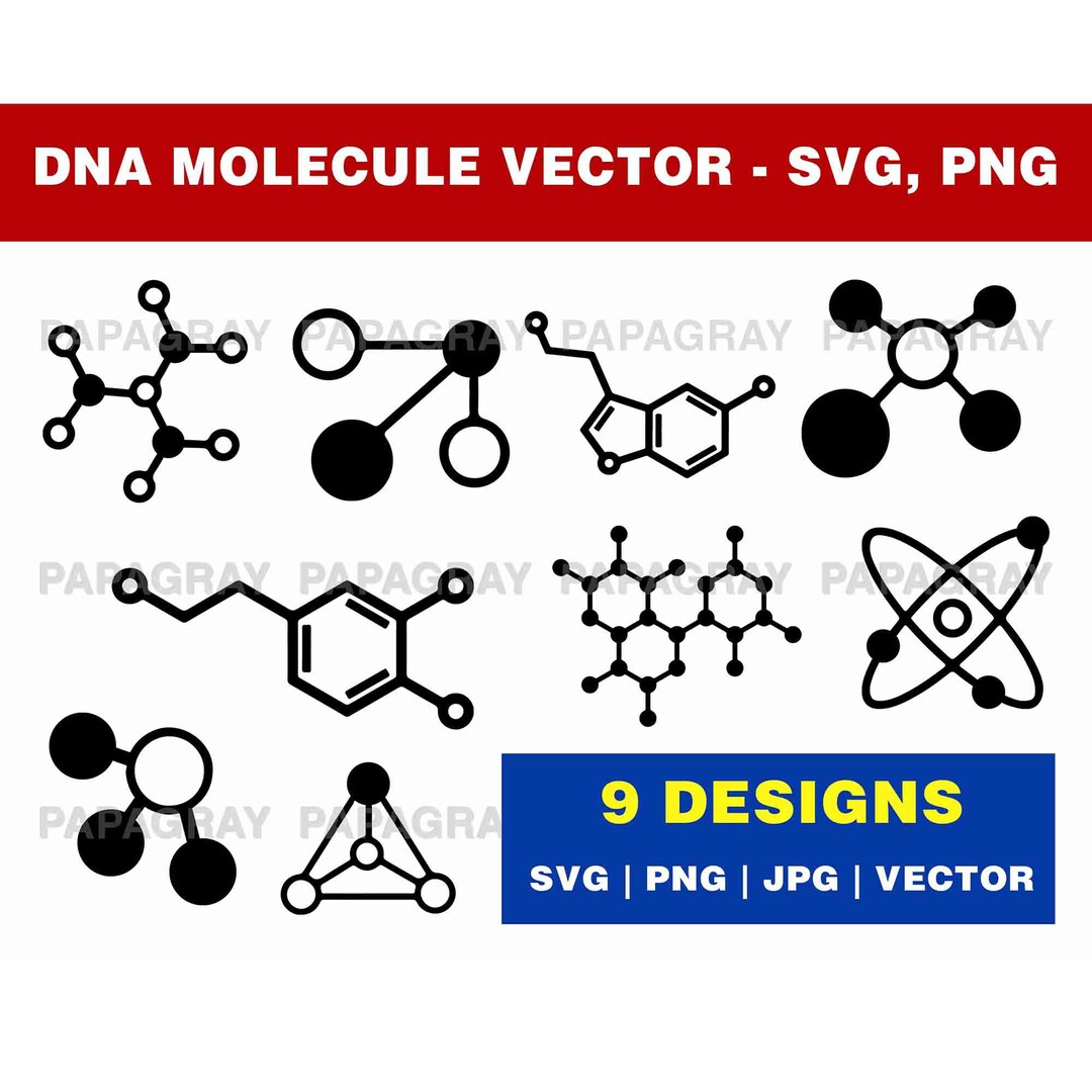 Molecule DNA Structure SVG Pack - 9 Designs | Digital Download | DNA ...