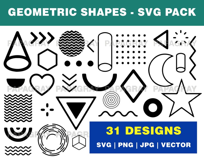 Geometric Shapes SVG Silhouette Pack 31 Designs Digital - Etsy