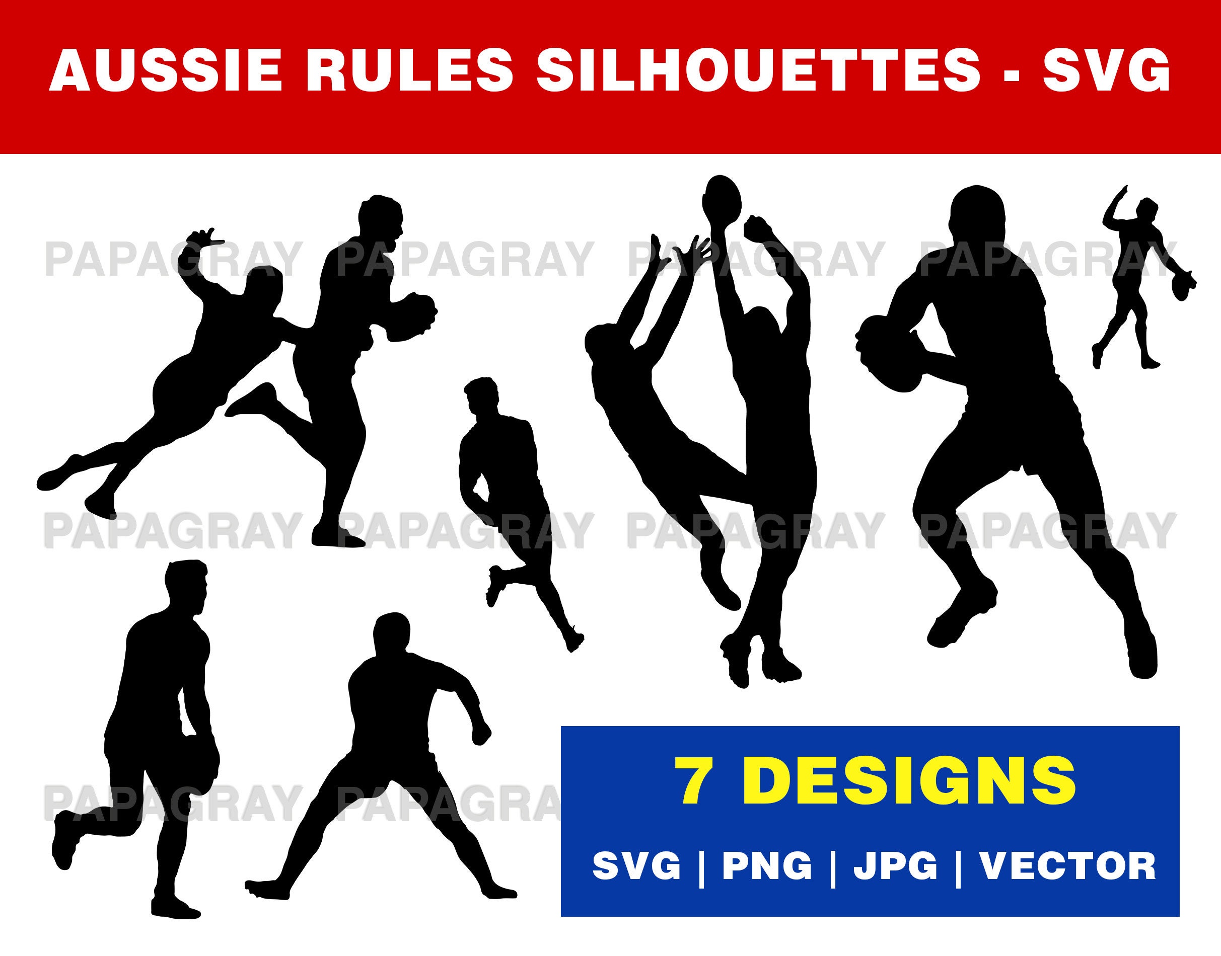 Australian Rules Football Silhouette Pack 7 Designs - Etsy Australia