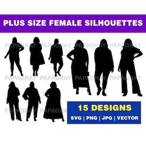 Plus Size Female Silhouette Pack - 15 Designs | Digital Download ...