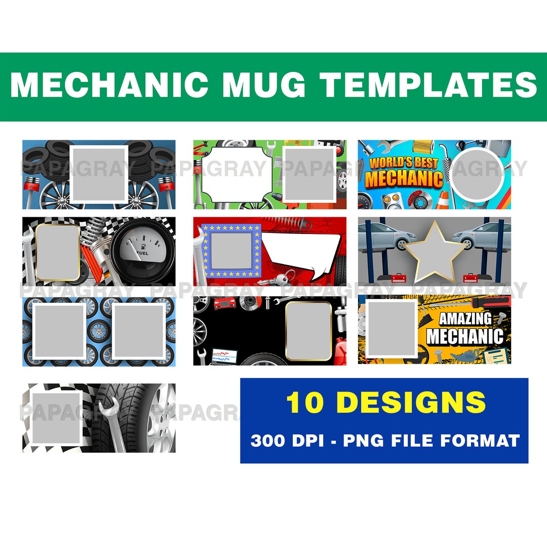 Mechanic Mug Templates 10 Designs Digital Download Car Mechanic Cup ...