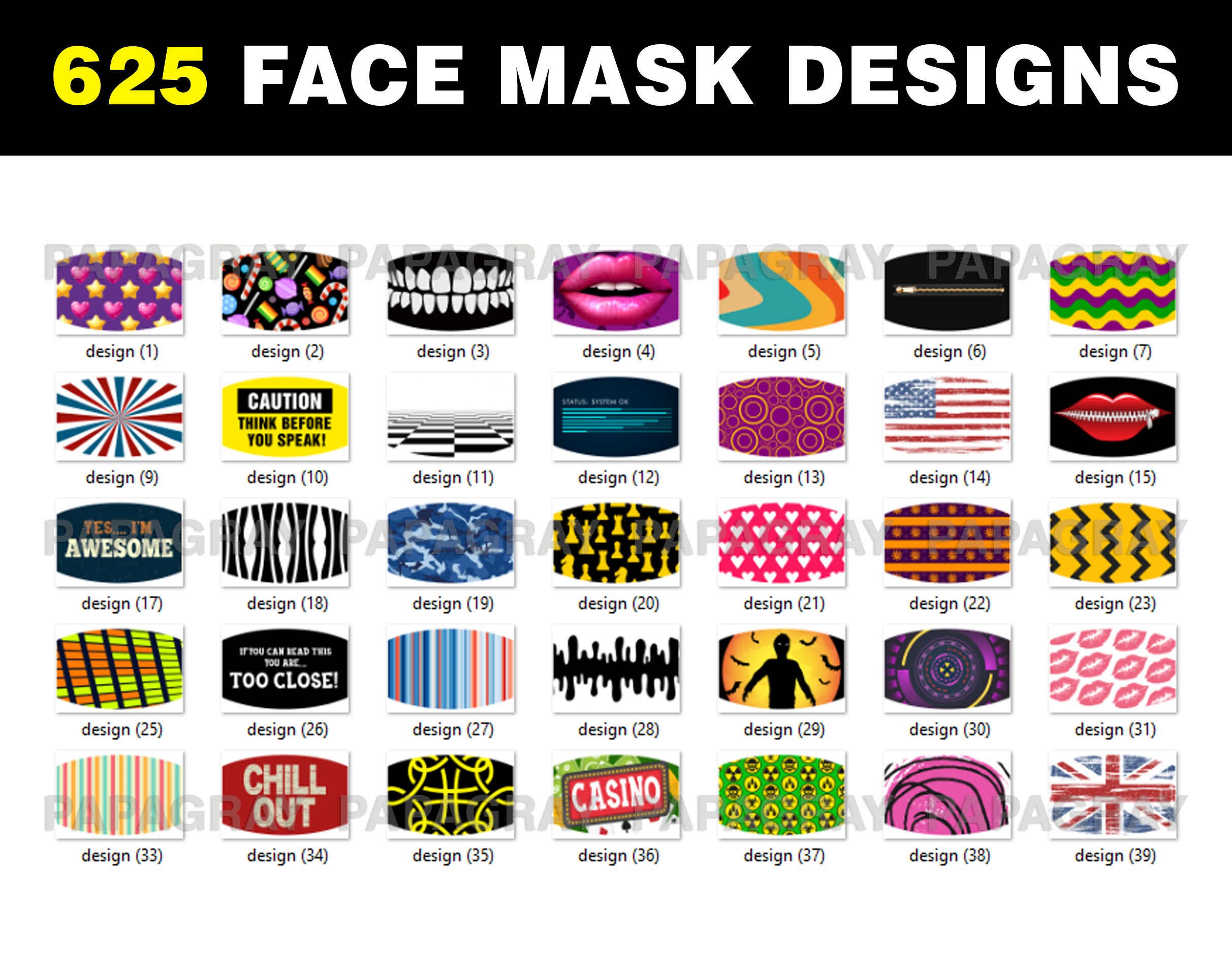 625 Face Mask Designs MEGA Bundle Pack Digital Download - Etsy